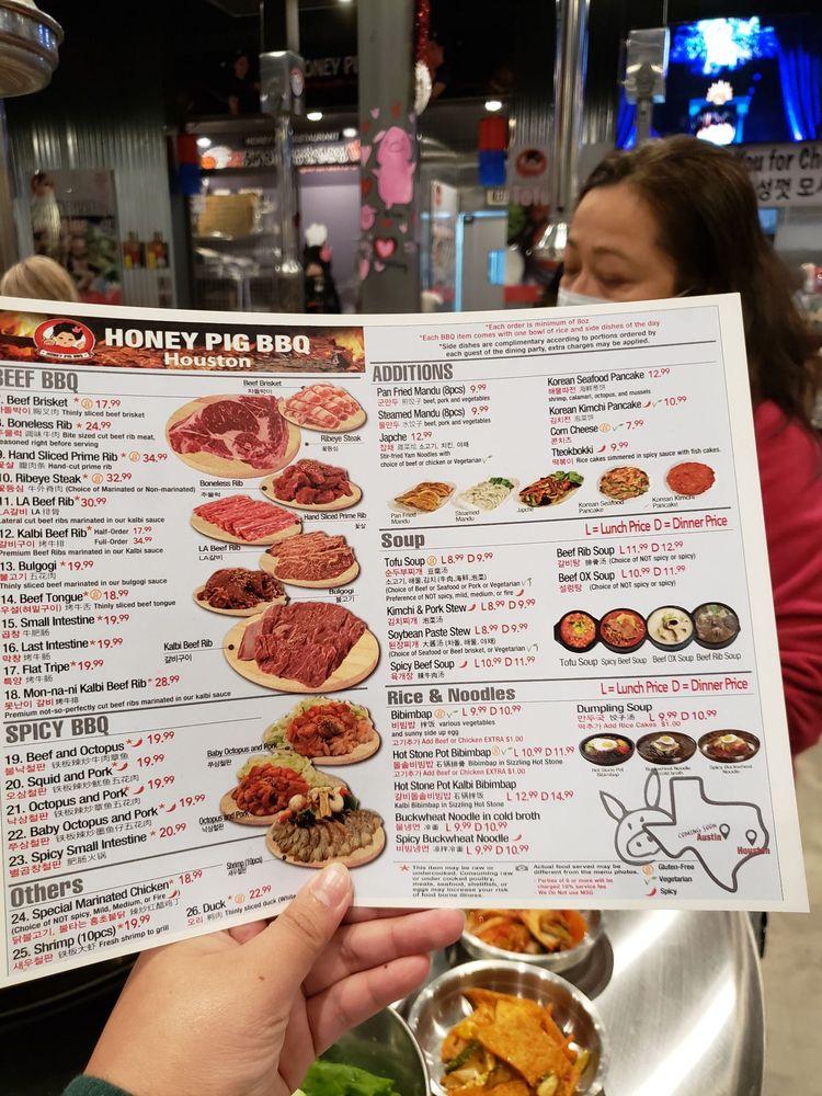 Menu at Honey Pig BBQ, Houston
