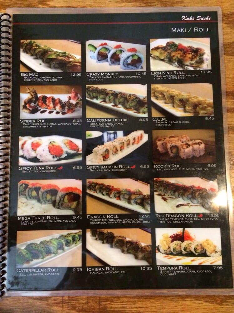 Menu at Kaki Sushi restaurant, Pleasanton