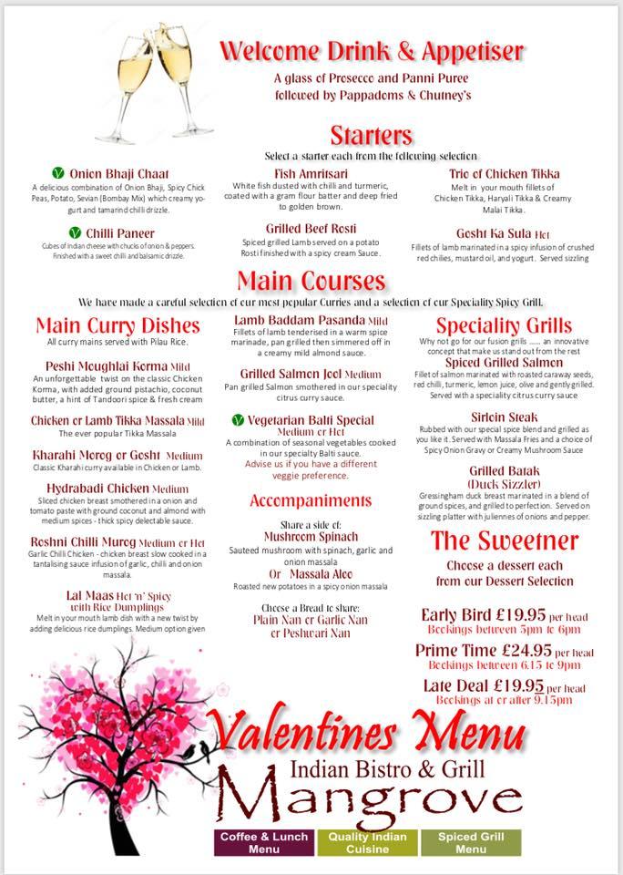 Menu at Mangrove Bistro and Grill restaurant, Mansfield
