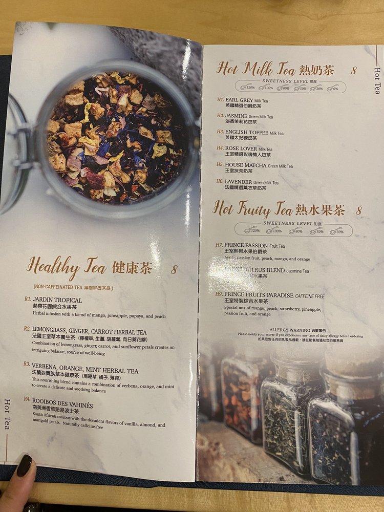 Menu at Prince Tea house desserts, Philadelphia
