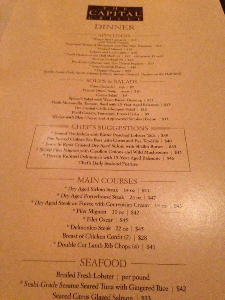 Menu at The Capital Grille pub & bar, Jacksonville