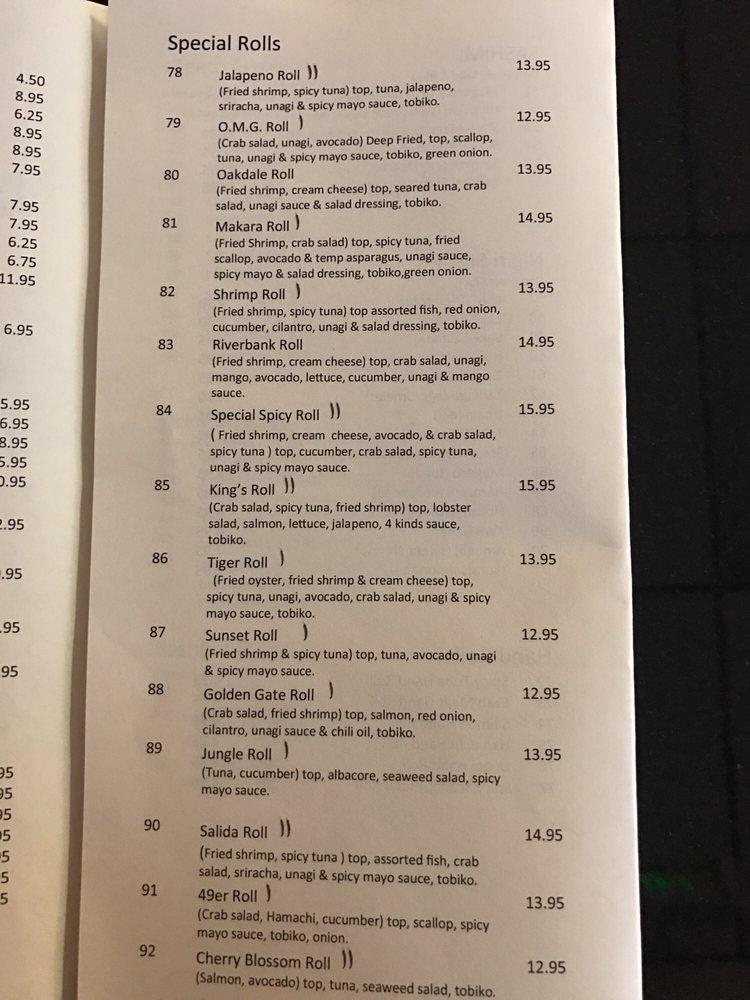 Menu at Makara restaurant, Oakdale