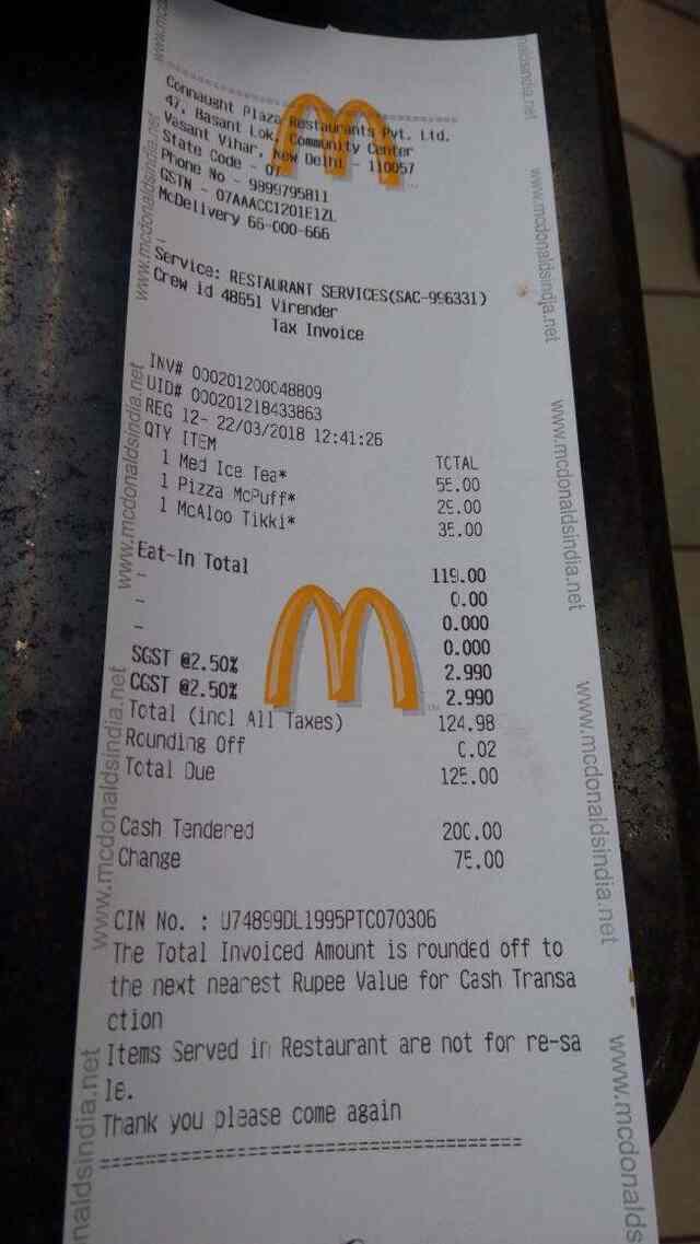 Menu at McDonald's India, New Delhi, 47