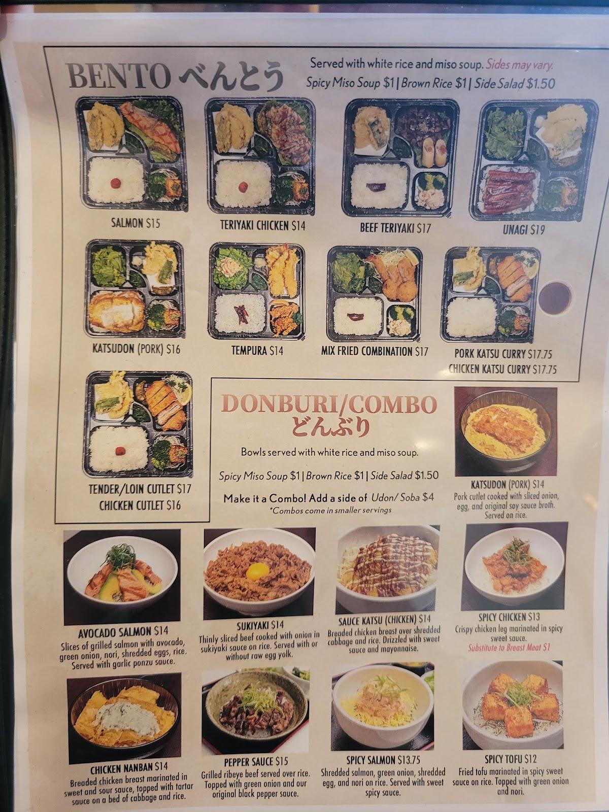 Menu at TOT Little Tokyo restaurant, Los Angeles