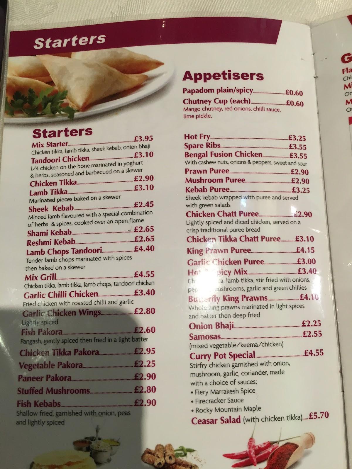 Menu at The Curry Pot restaurant, Atherton
