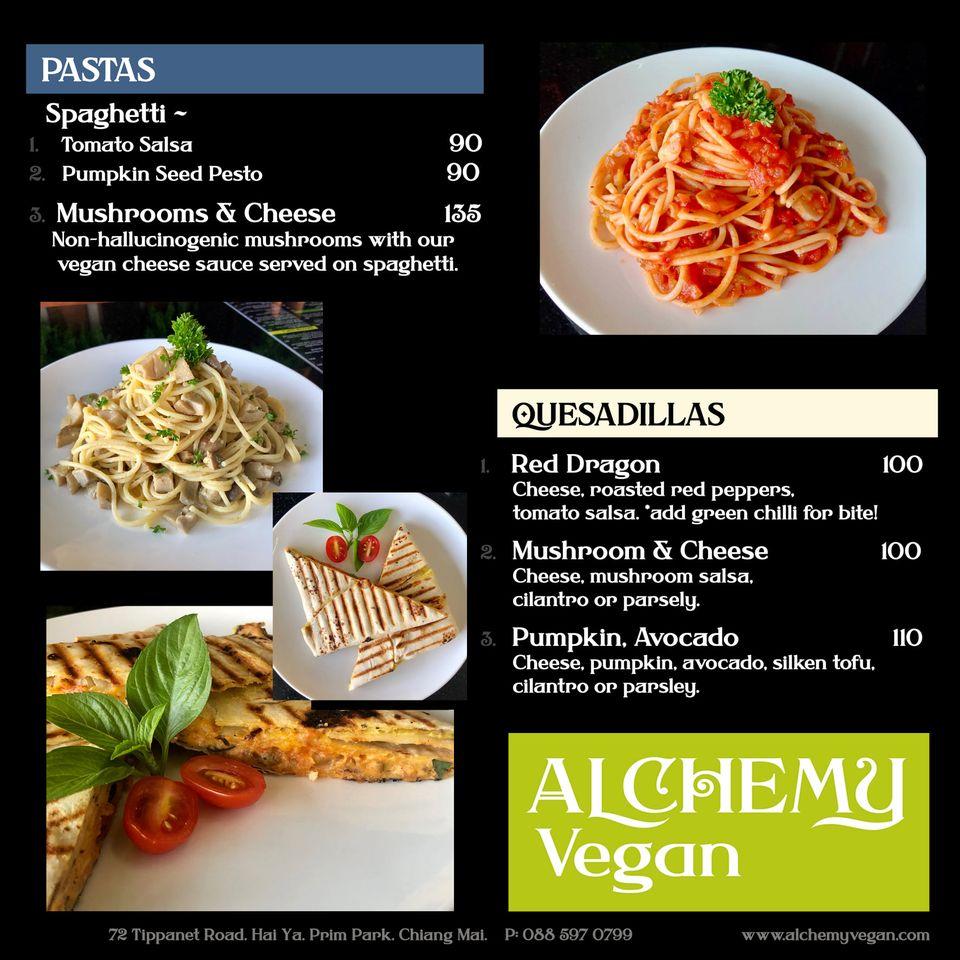 Menu at Alchemy Vegan cafe, Chiang Mai, 9