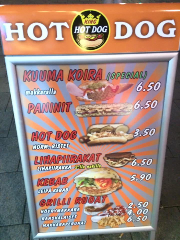 Menu at King Hot Dog pub & bar, Tampere