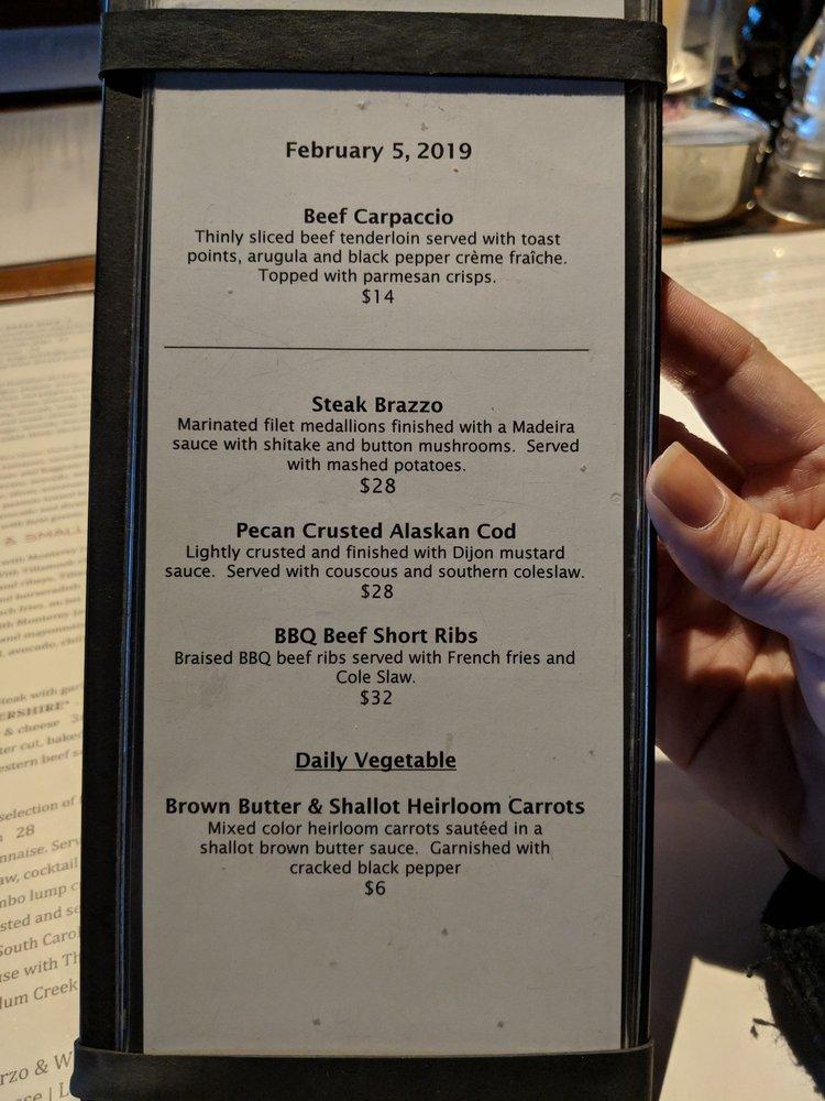 Menu at Redlands Grill steakhouse, Centennial