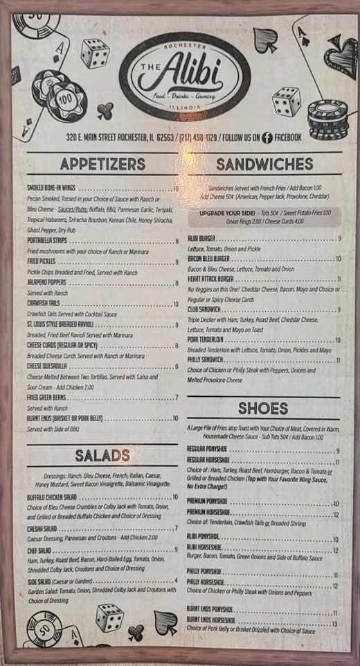 Menu at The Alibi pub & bar, Rochester