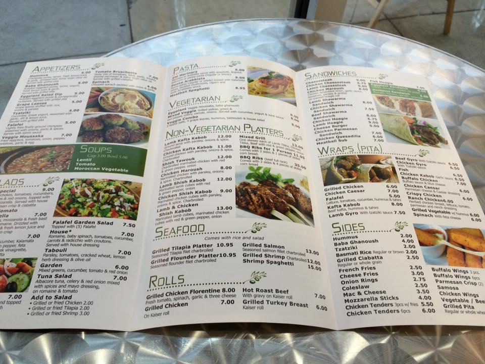 Menu at Tribe Café & Grill cafe, Philadelphia, N Broad St