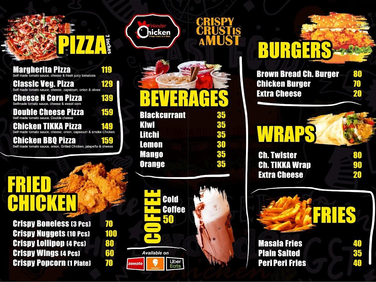 Menu at Wonder Chicken, Bhopal
