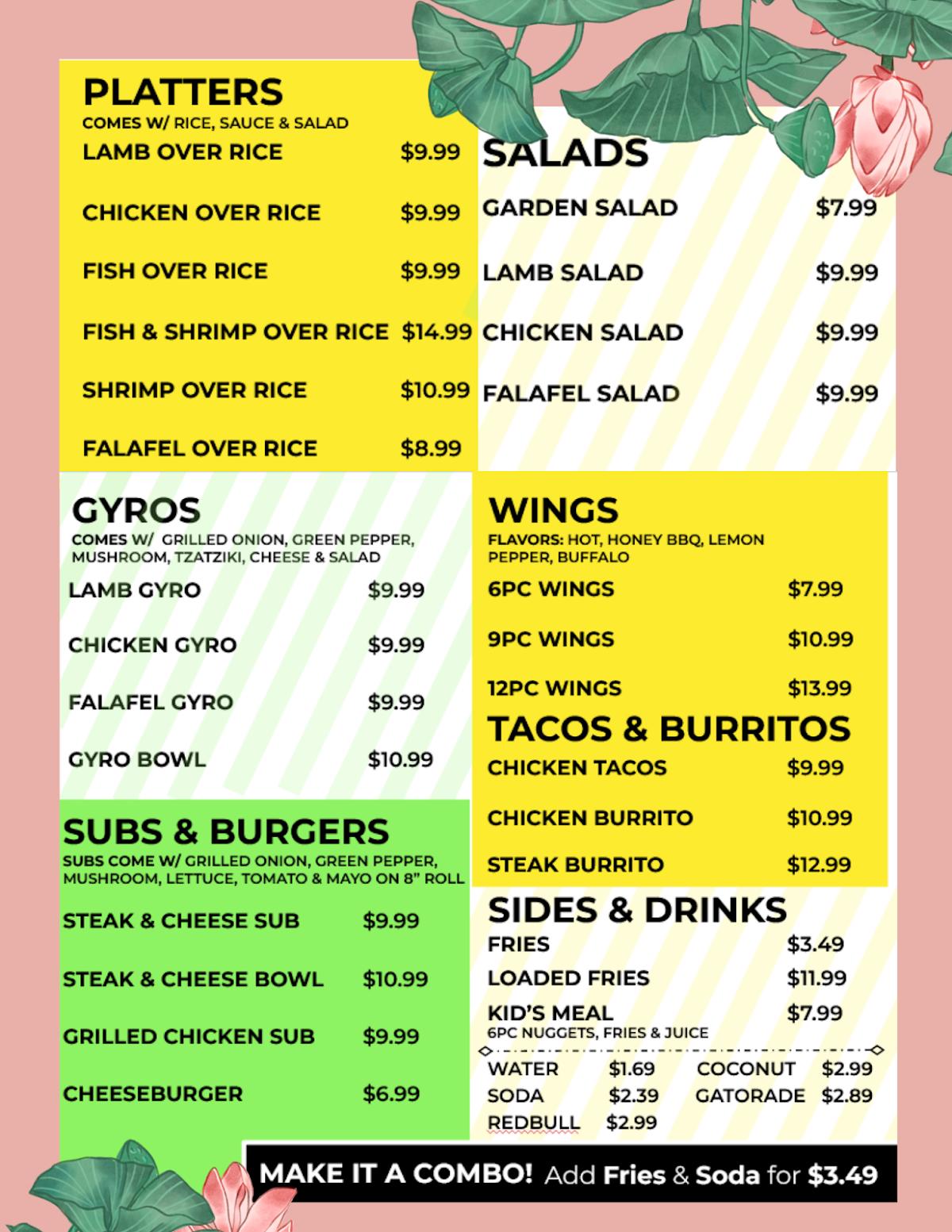 Menu at Halal Diversity restaurant, Frederick