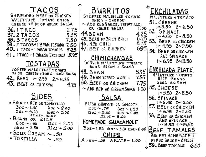 Menu at Indian Village restaurant, Cave Creek, E Cave Creek Rd