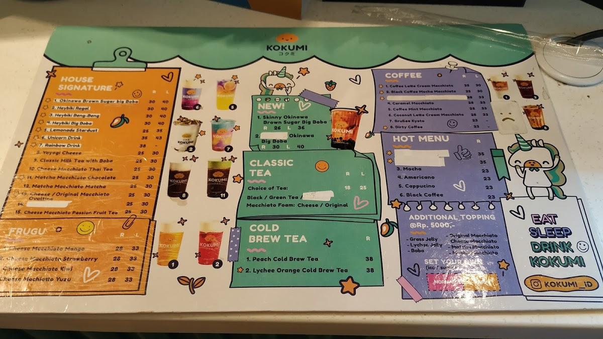 Menu at Kokumi Lotte Shopping Avenue cafe, Jakarta