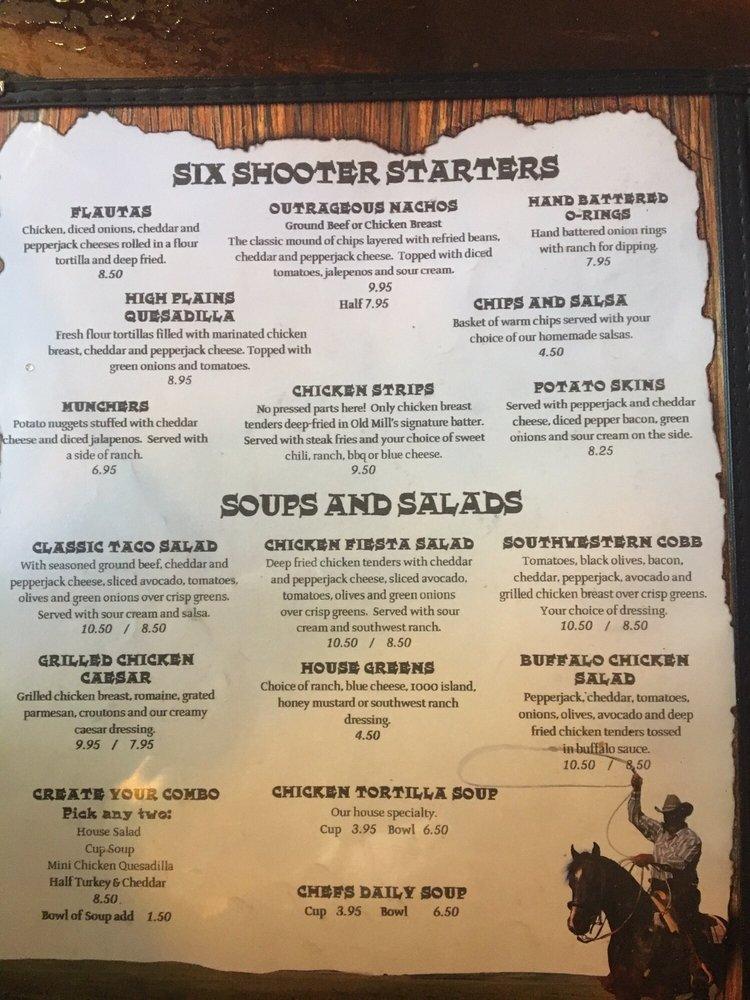 Menu at The Old Mill Saloon pub & bar, Estacada