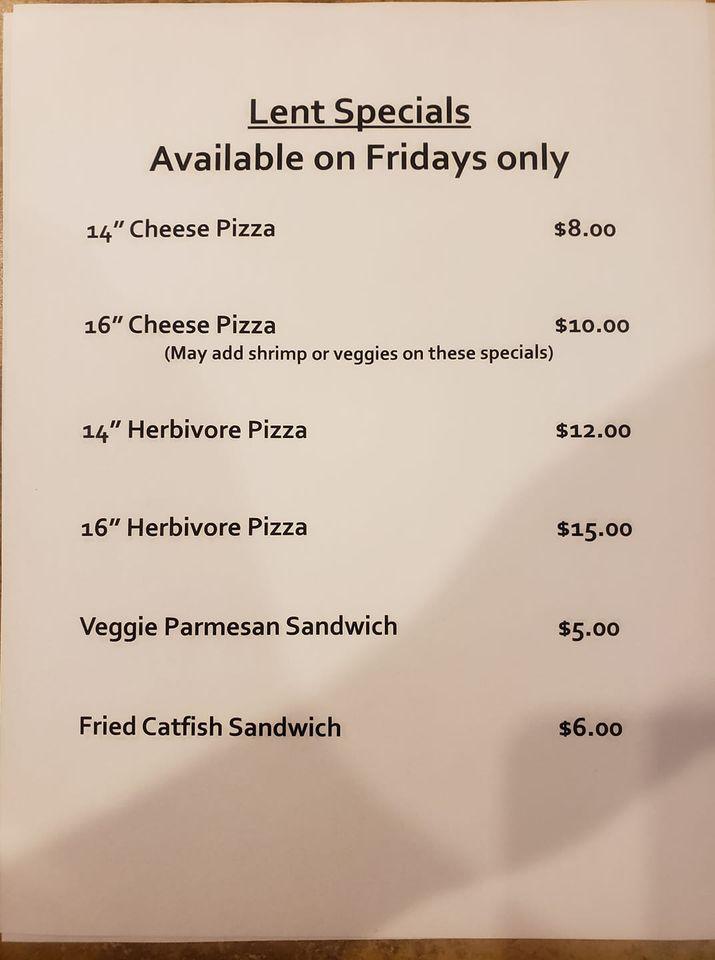 Menu at Saucy's Pizzeria, Hillsboro