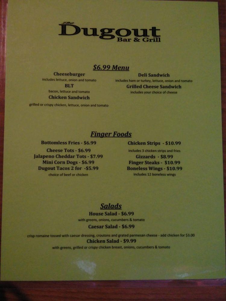 Menu at The Dugout pub & bar, Pasco