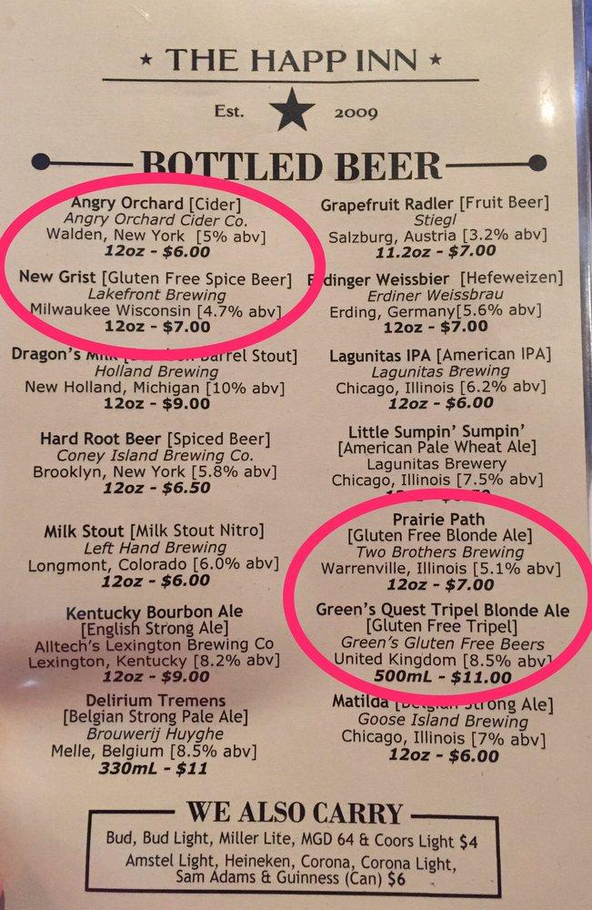 Menu at The Happ Inn Bar & Grill, Northfield
