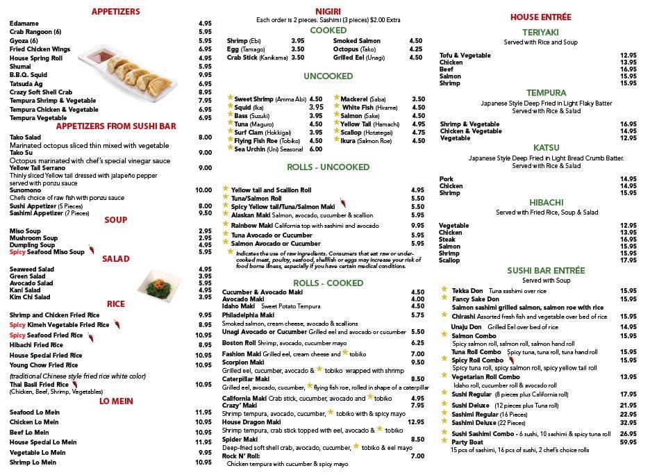 Menu at Yaka Sawa Sushi and Grill restaurant, Ashburnham