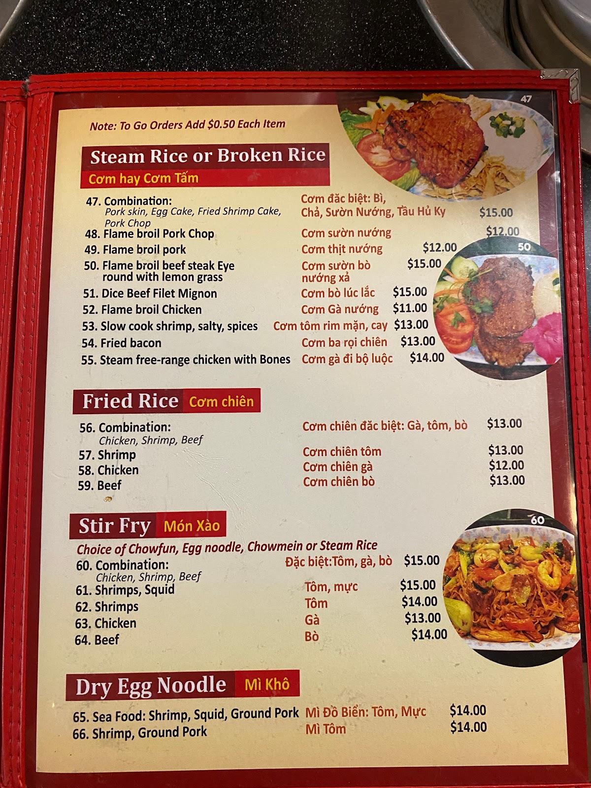 Menu at 999 Phở restaurant, Reno, Kietzke Ln