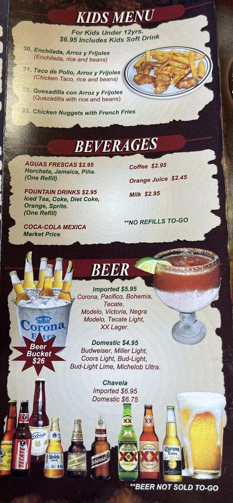 Menu at Allende Restaurant, Indio, Monroe St # 402
