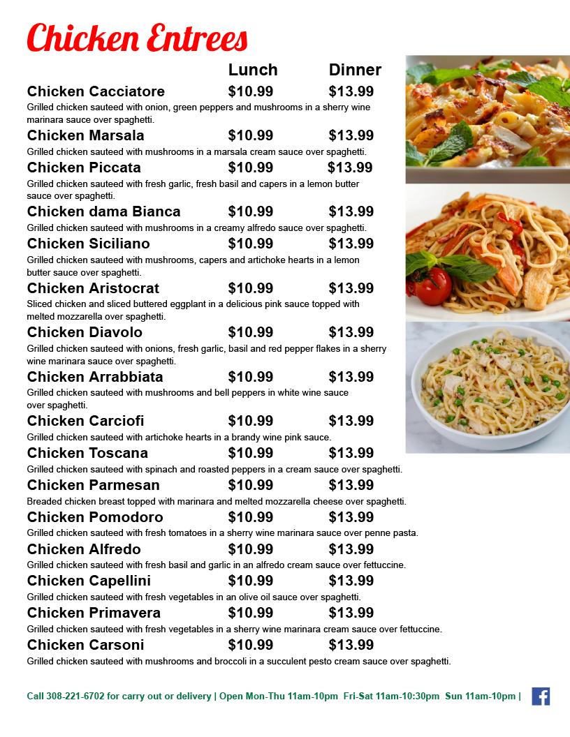 Menu at Antonio's Italian Bistro restaurant, North Platte