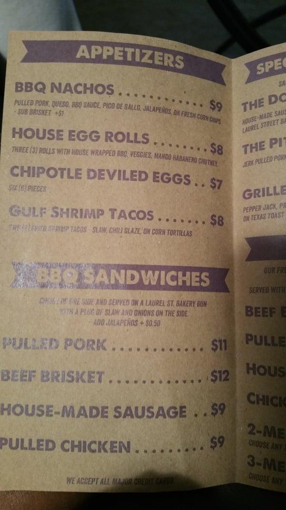 Menu at Blue Oak BBQ, New Orleans, 900 N Carrollton Ave