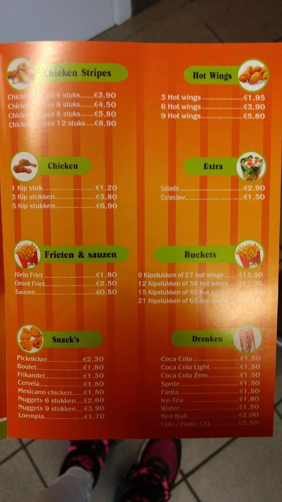 Menu at ChickenLand, Genk