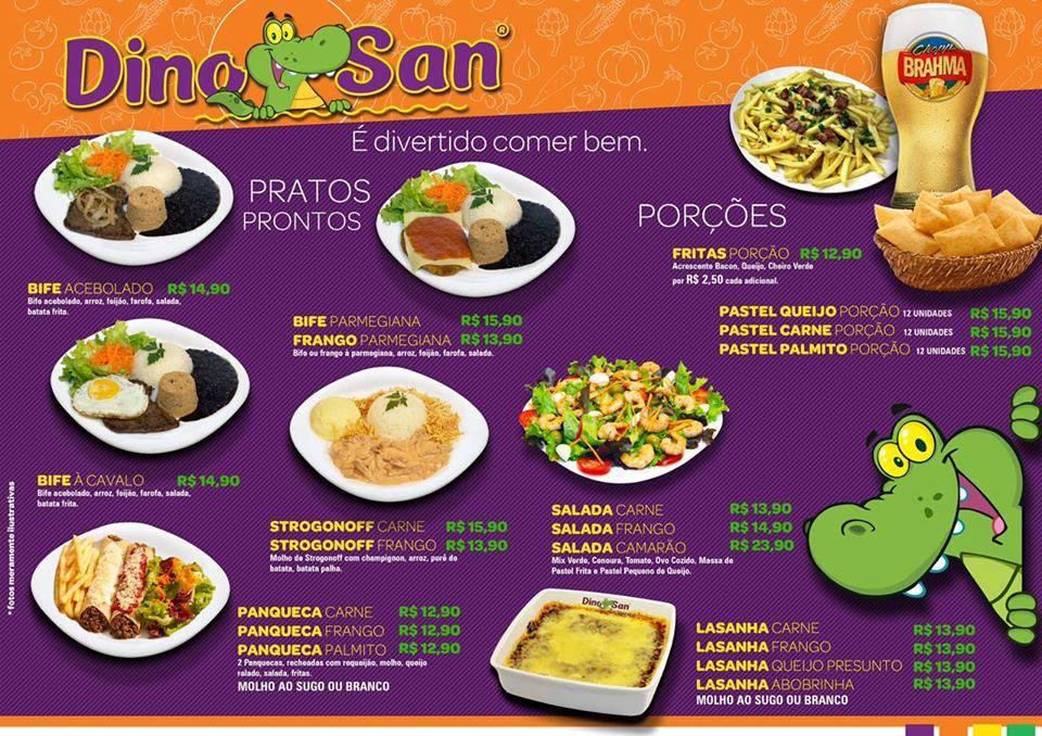 Menu at Dino San restaurant, Curitiba