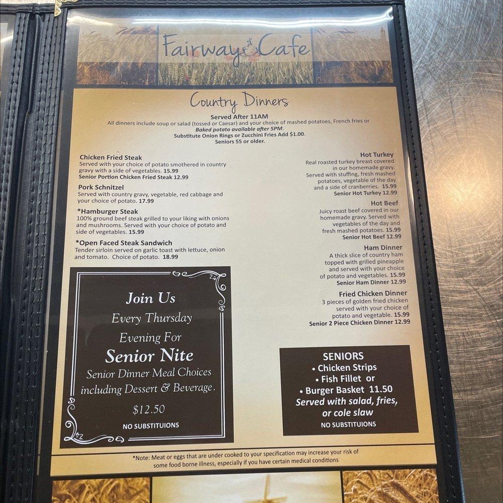 Menu at Fairway Center cafe, Lynden