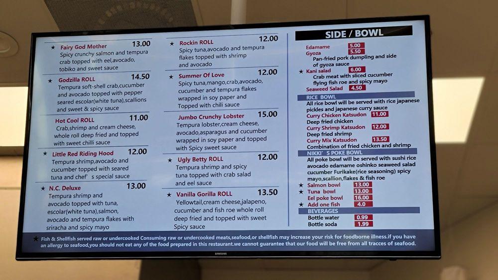 Menu at Nikki's Gourmet & Sushi Bar @ Independence Mall, Wilmington