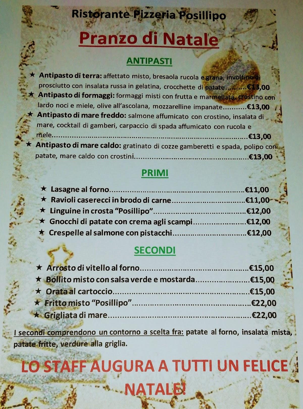 Menu da Ristorante Pizzeria Posillipo, Montebello, Via Don Luigi Orione