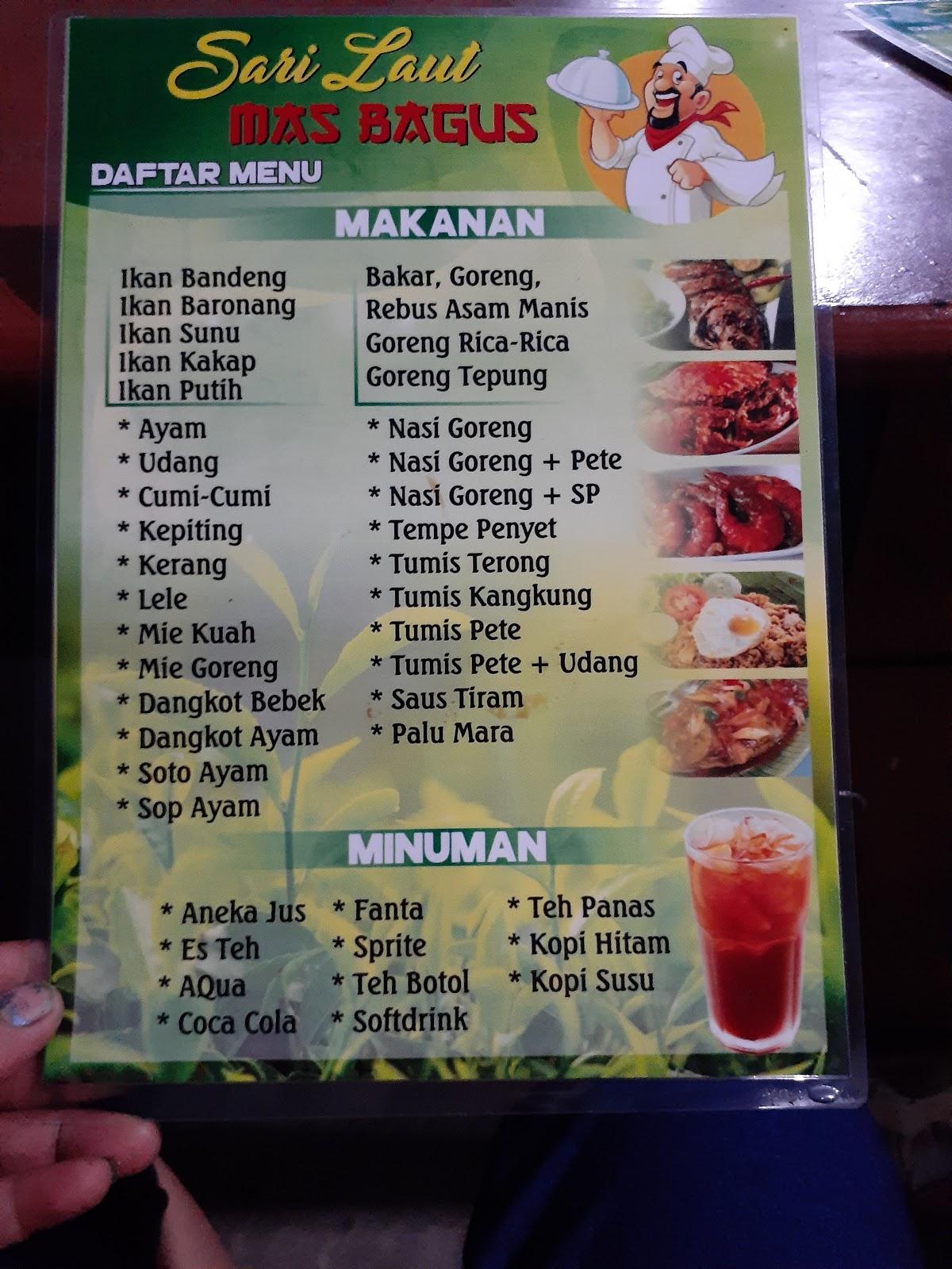 Menu at Sari Laut Mas Bagus restaurant, Kendari
