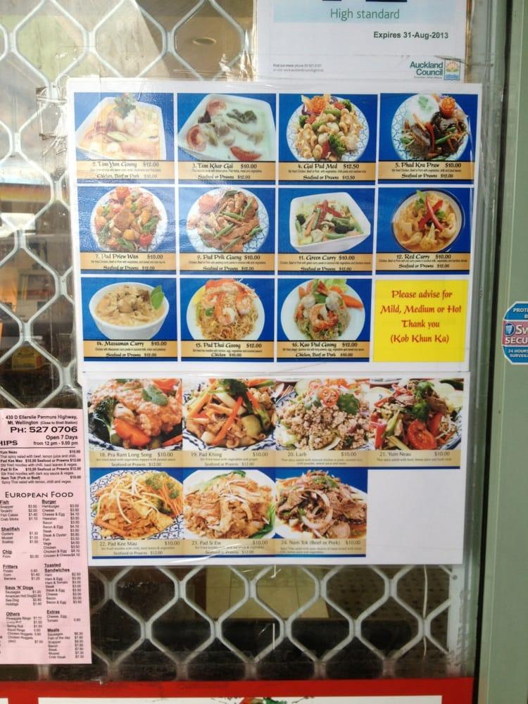 Menu at Target Takeaways fast food, Auckland