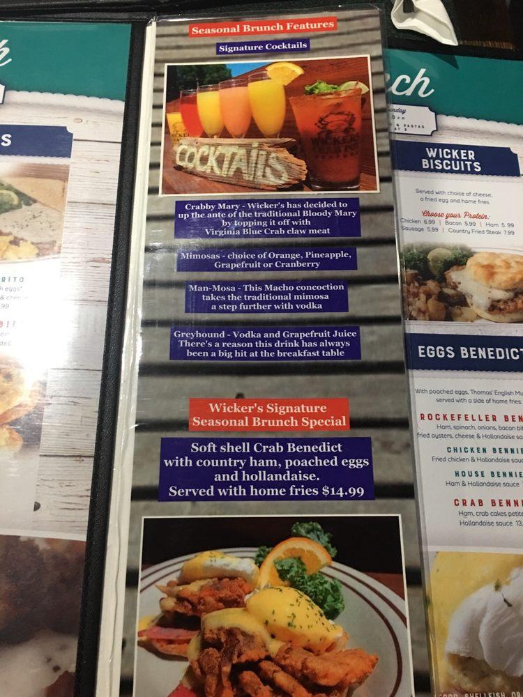Menu at Wicker's Crab Pot Seafood restaurant, Chesapeake