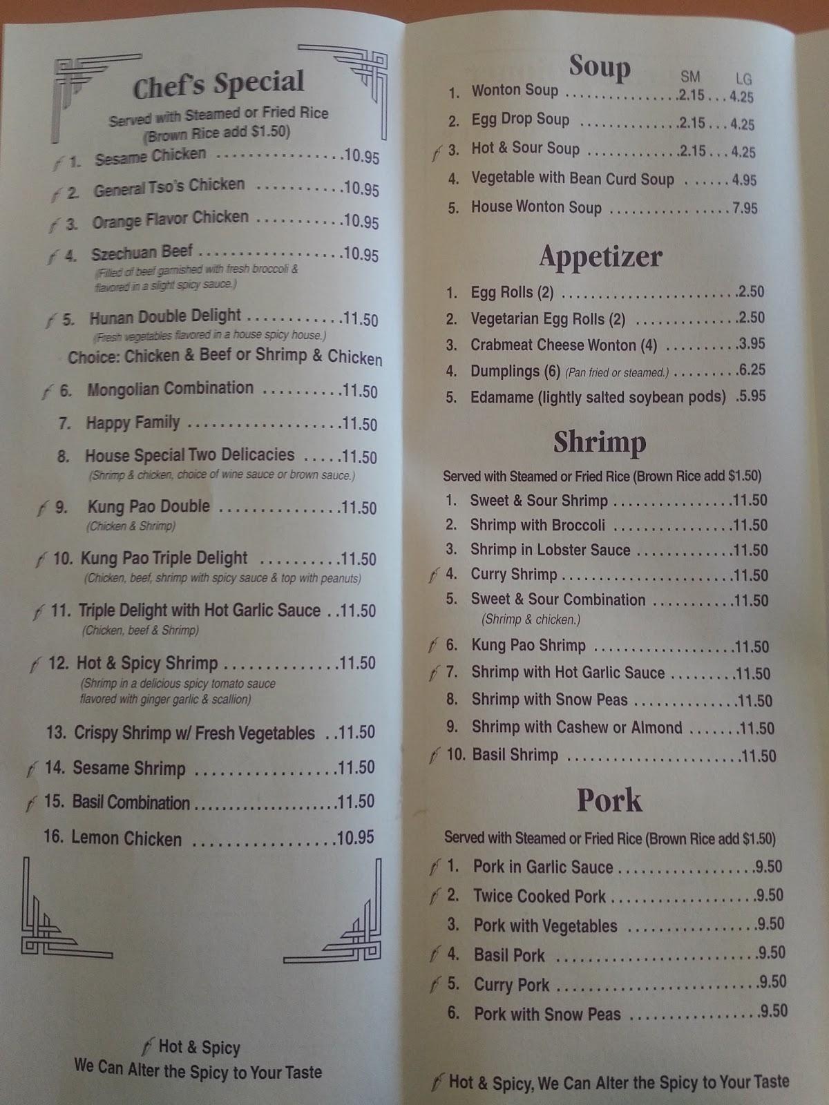 Menu at Asia Kitchen restaurant, Elizabeth