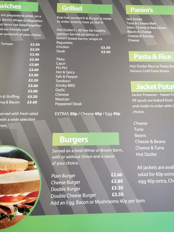 Menu at Elsie's Sandwich Shop cafe, Skelmersdale