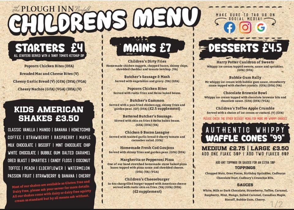 Menu at The Plough Inn pub & bar, Hevingham