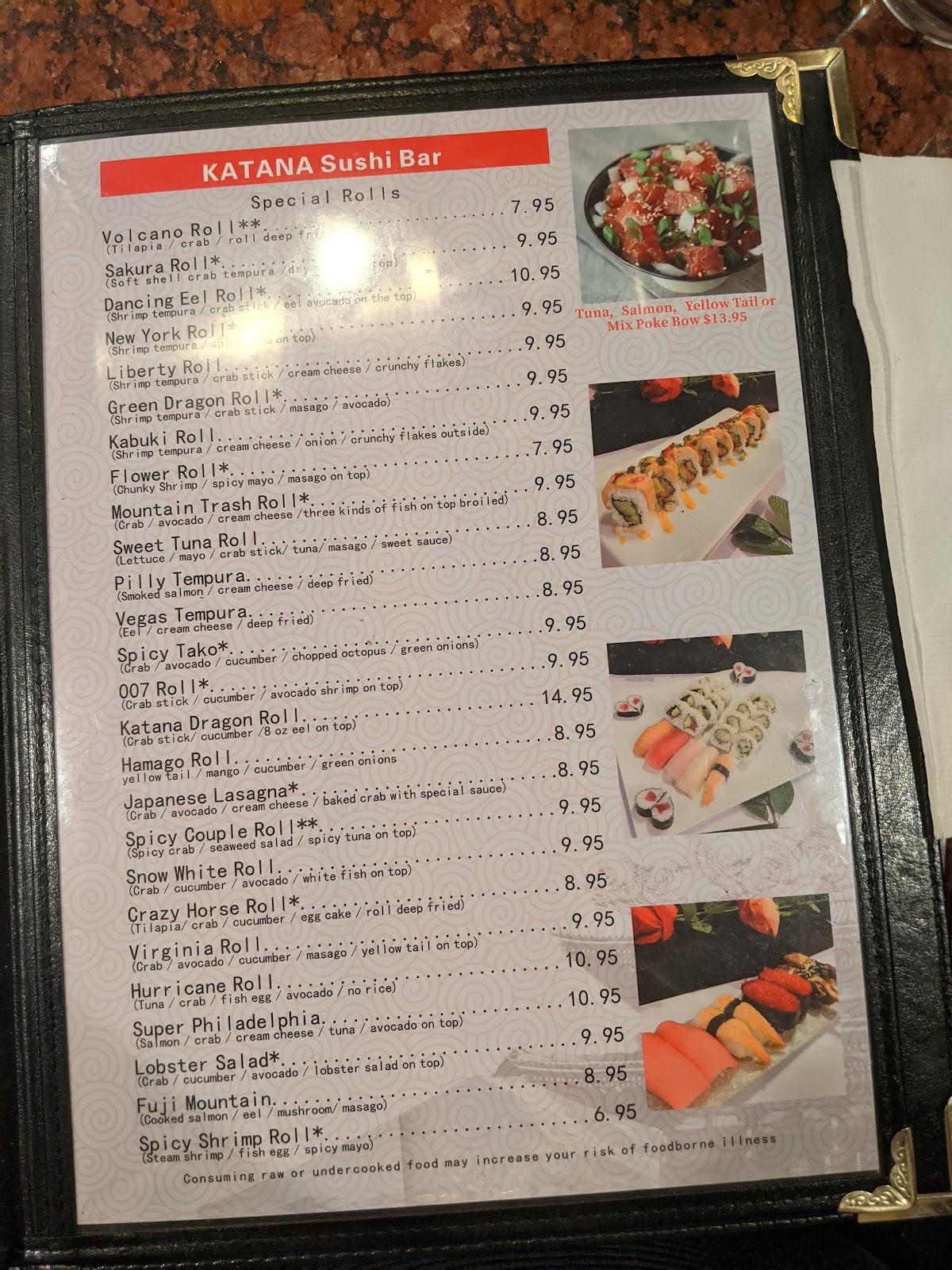 Carta del restaurante Katana, Norfolk, 520 W 21st St # E