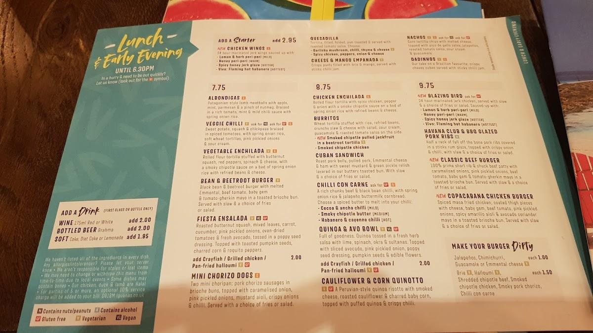 Menu at Las Iguanas - Leamington Spa restaurant, Royal Leamington Spa