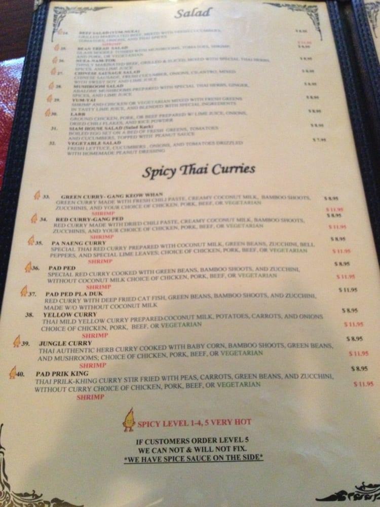 Menu at Royal Siam Cuisine Thai Restaurant, Joshua Tree