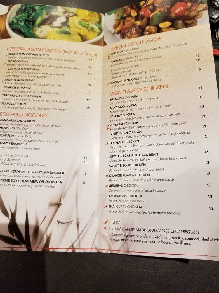 Menu at WuHu Noodle restaurant, Las Vegas