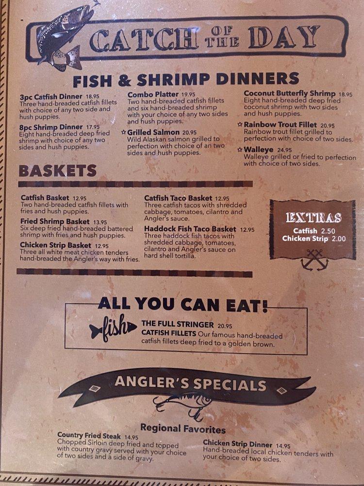 Menu at Anglers Restaurant, Eureka Springs, 2 KINGSHIGHWAY APT E
