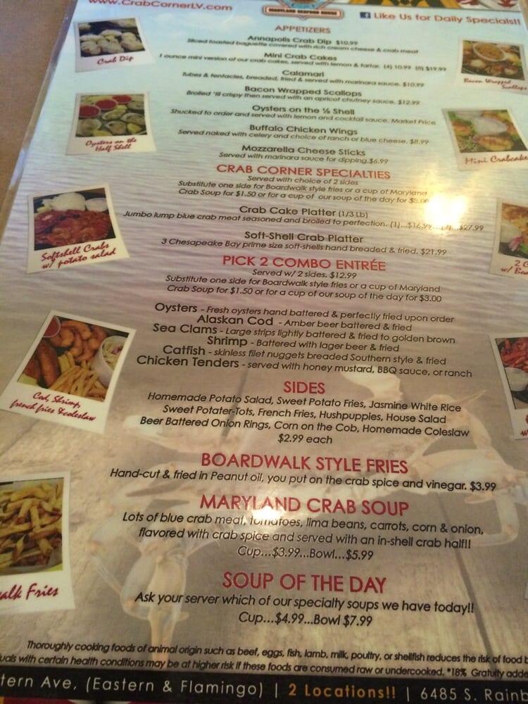 Menu at Crab Corner Maryland Seafood House pub & bar, Las Vegas, S ...