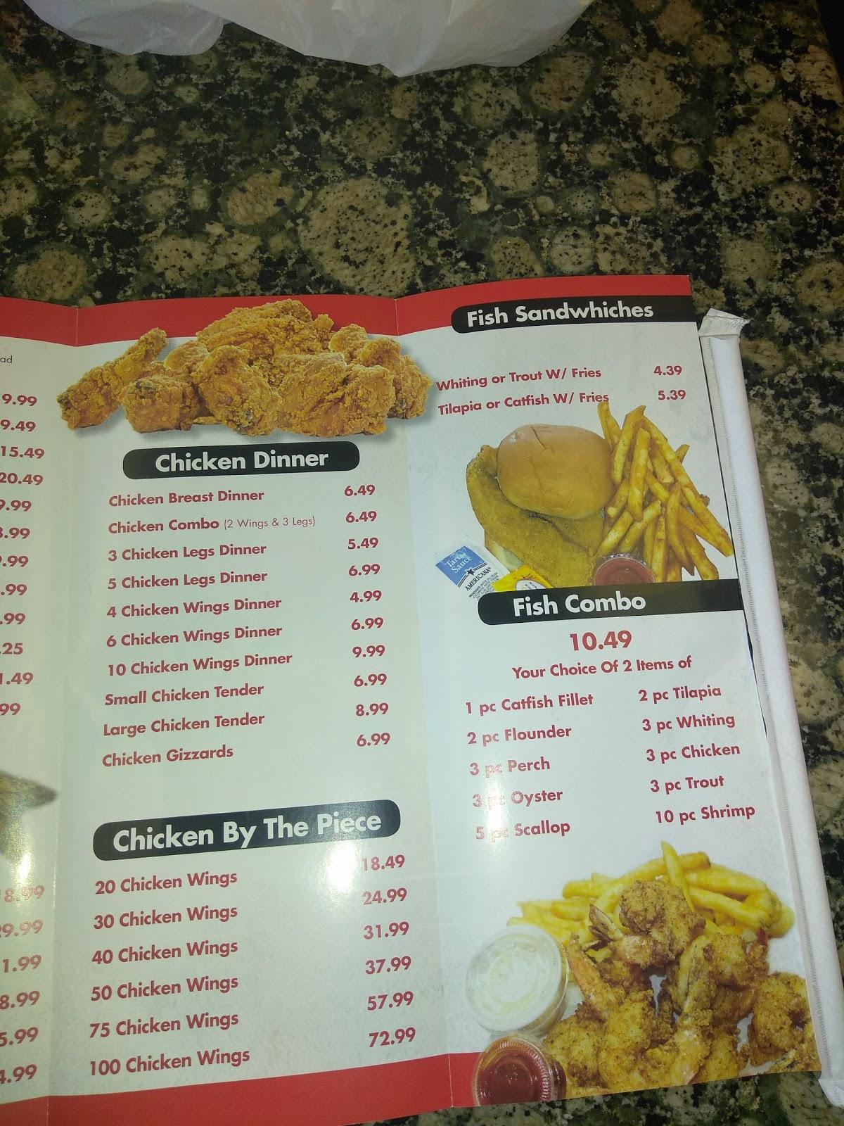Menu at J&J Fish & Chicken restaurant, Panthersville