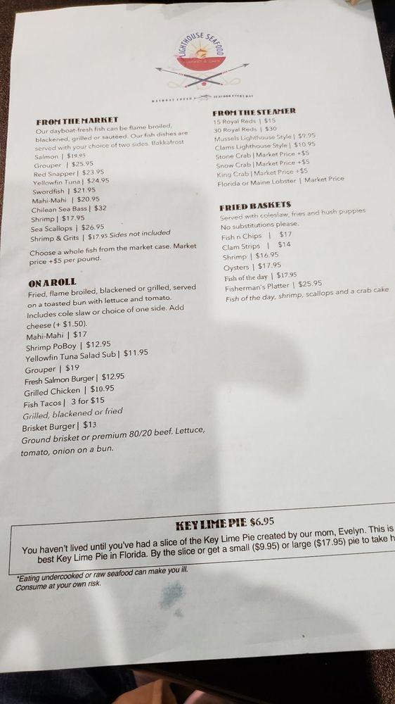 Menu at Lighthouse Seafood Market & Cafe, Lake Mary, 101 N Country Club Rd