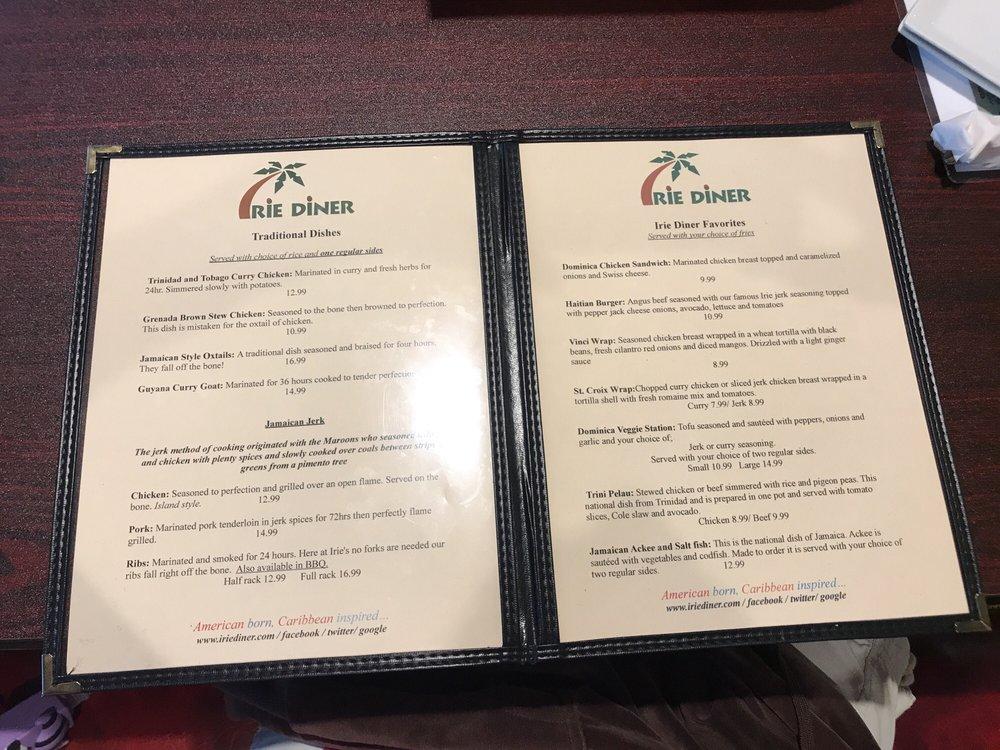 Menu at Irie Diner Caribbean Restaurant, Orange Park