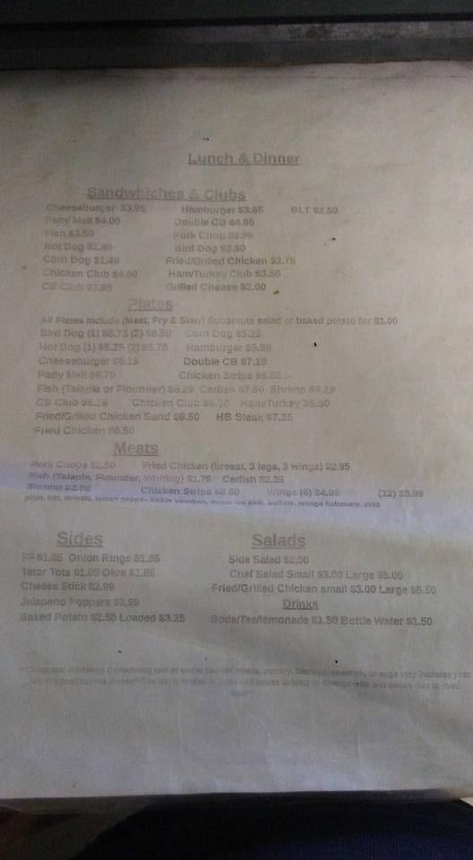 Menu at Johns Country Cooking Cafe, Antreville