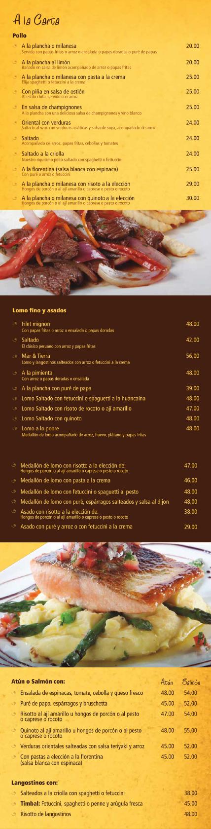 Carta del café Sarcletti, Miraflores, Jorge Chávez 275