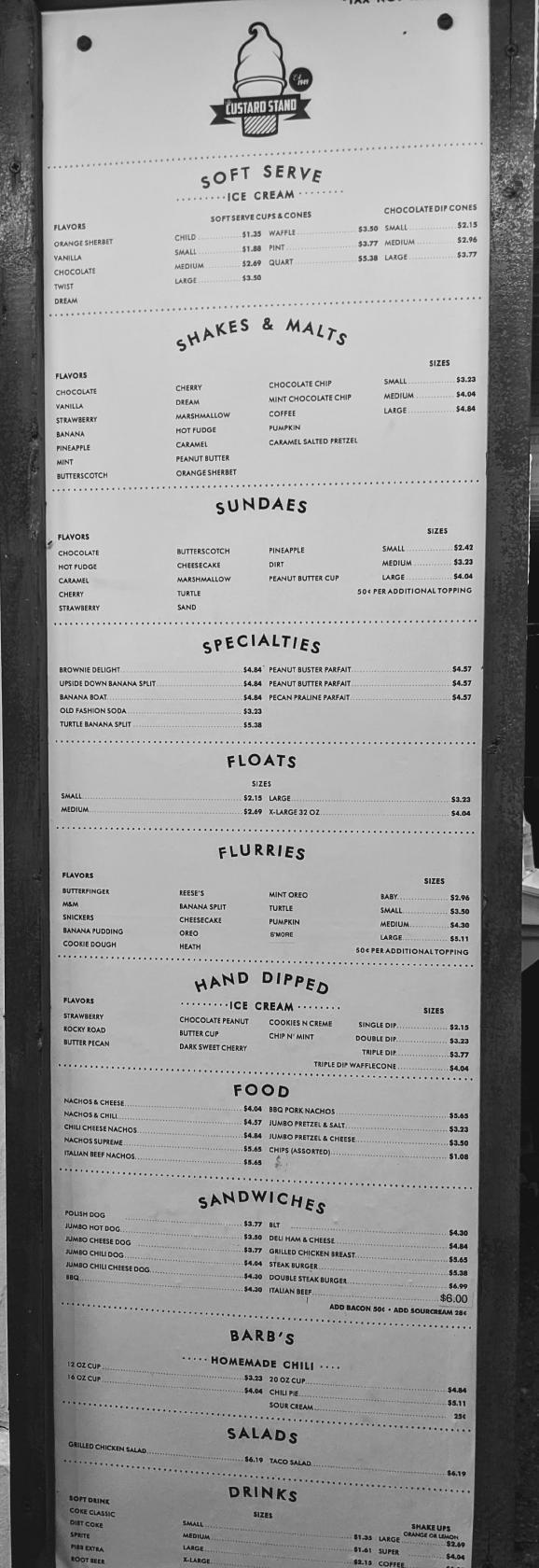 Menu at The Custard Stand desserts, Sesser, 101 S Park St